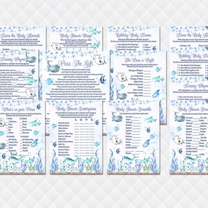 Under the Sea Baby Shower Games Package Celebrity Nursery Rhyme Game ...