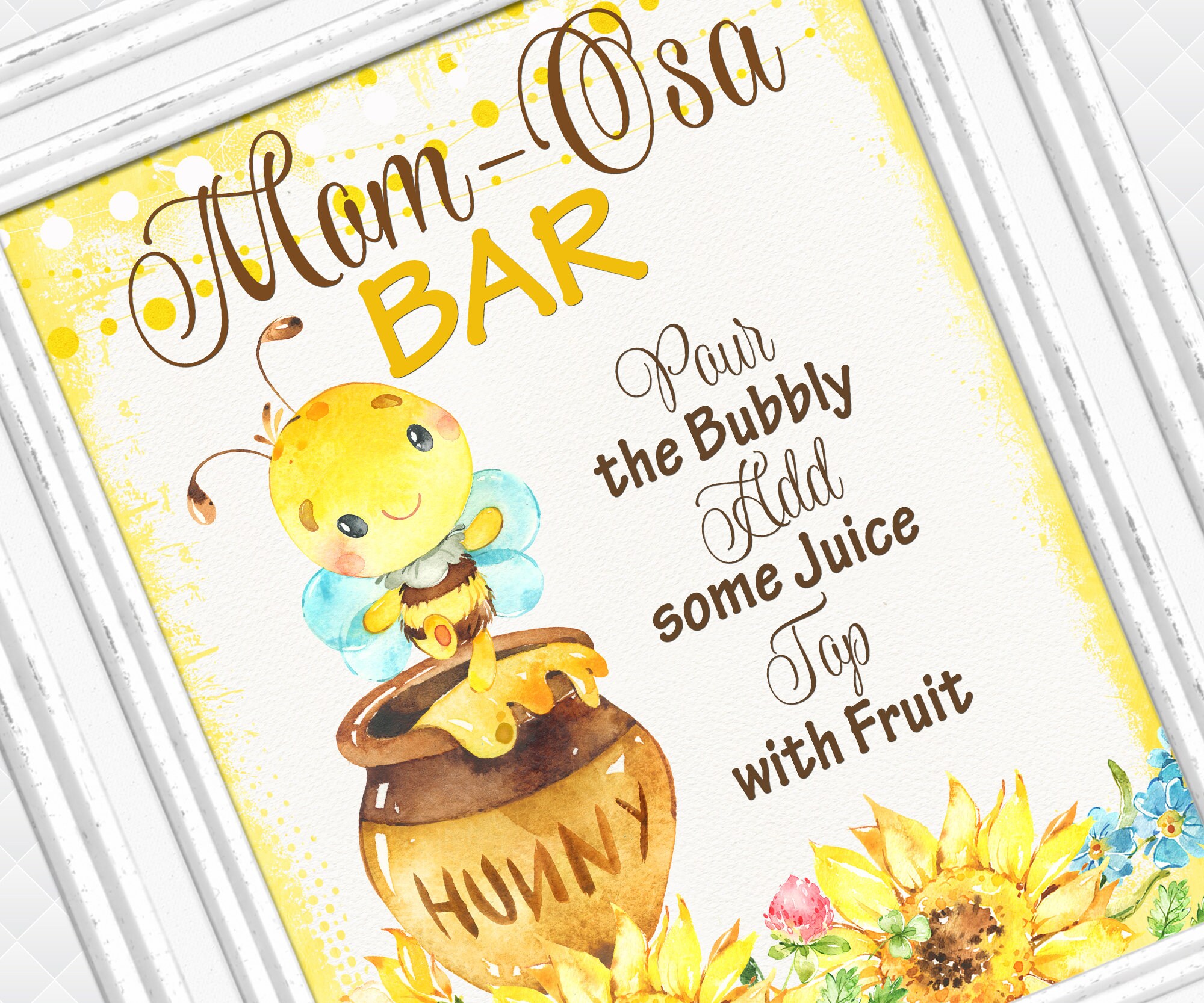 Bee Baby Shower Mom-osa Momosa Sign Thank You Tags Mimosa Bar | Etsy