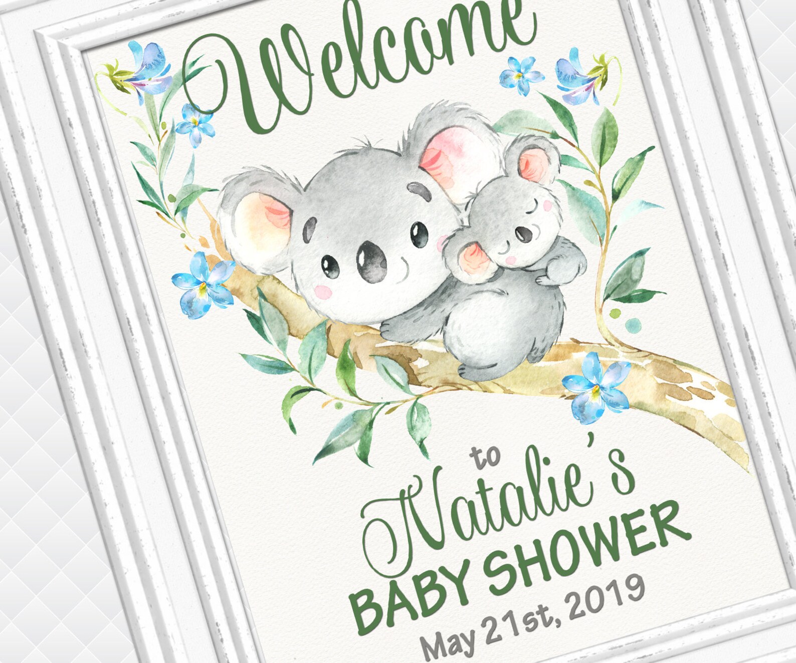Koala Baby Shower Welcome Sign neutral Welcome Poster | Etsy