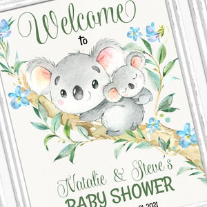 Koala Baby Shower Welcome Sign Neutral Welcome Poster Editable Baby Boy ...