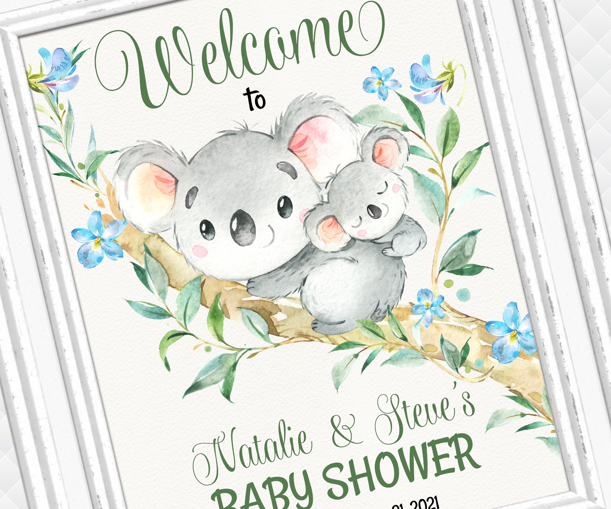 Koala Baby Shower Welcome Sign Neutral Welcome Poster Editable - Etsy