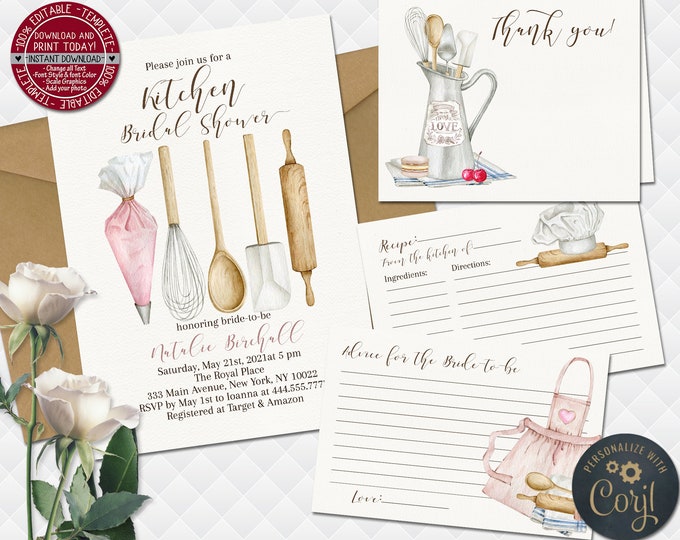 Kitchen Theme Bridal Shower Invitation, Printable Bridal Shower Invite ...