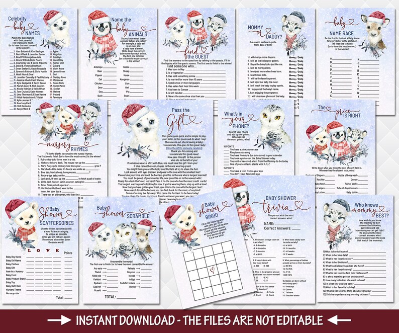 Party Favors & Games Penguin baby shower games package Nursery Rhyme ...