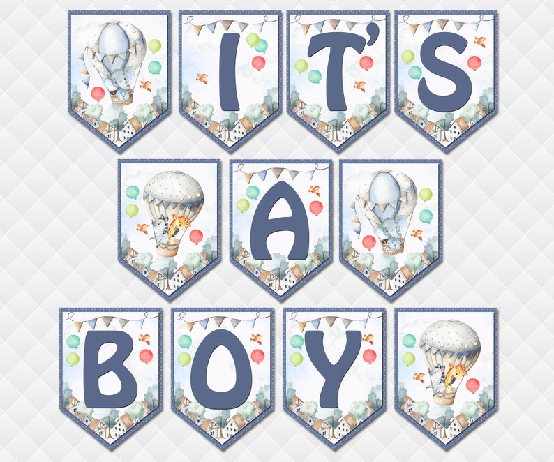 Hot Air Balloon Banner It's a Boy Banner Baby Shower Sign - Etsy
