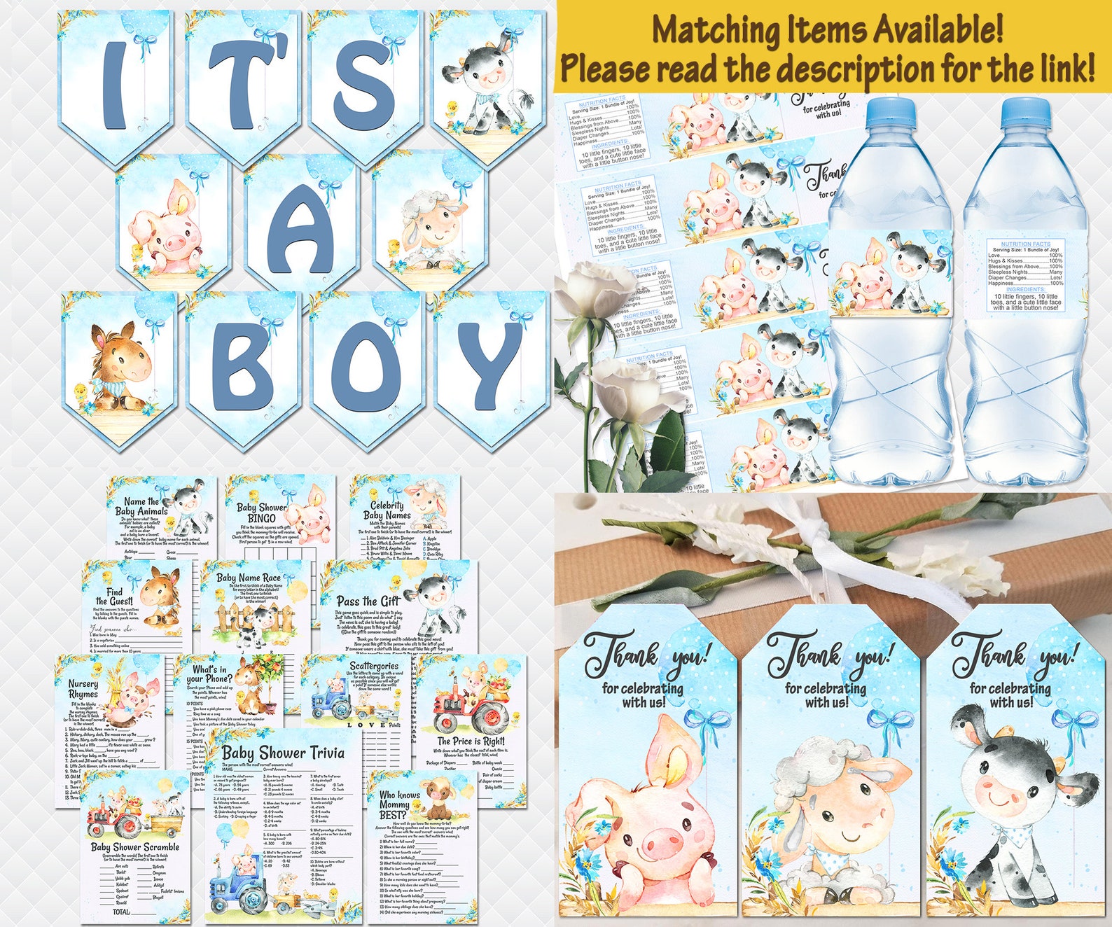 Farm Animals Baby Shower Welcome Sign Piglet Poster Welcome to - Etsy