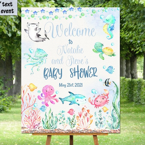 Ocean Baby Shower Welcome Sign Sea Baby Shower Welcome Sign - Etsy