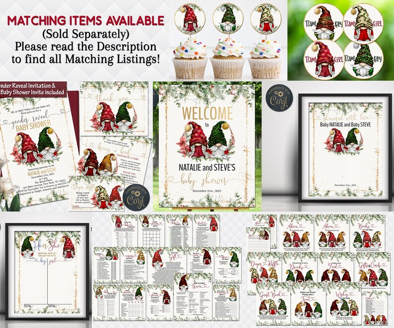Christmas Gnomes Baby Shower Games Package Nursery Rhyme - Etsy
