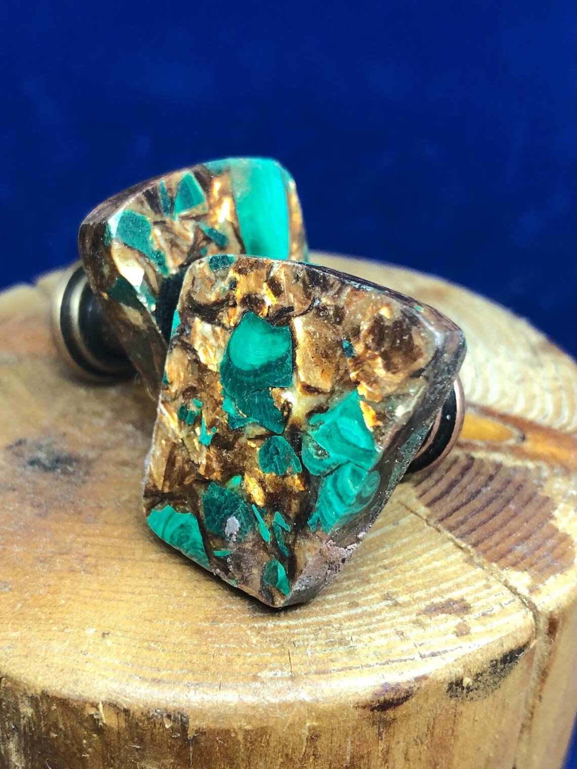 Pyrite Copper Bronze Malachite Knobs Copper Rock Knob Gem | Etsy