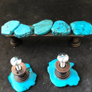 Small Turquoise Knobs: Gem Rock, Small (3/4”) Blue Stone Hardware for ...