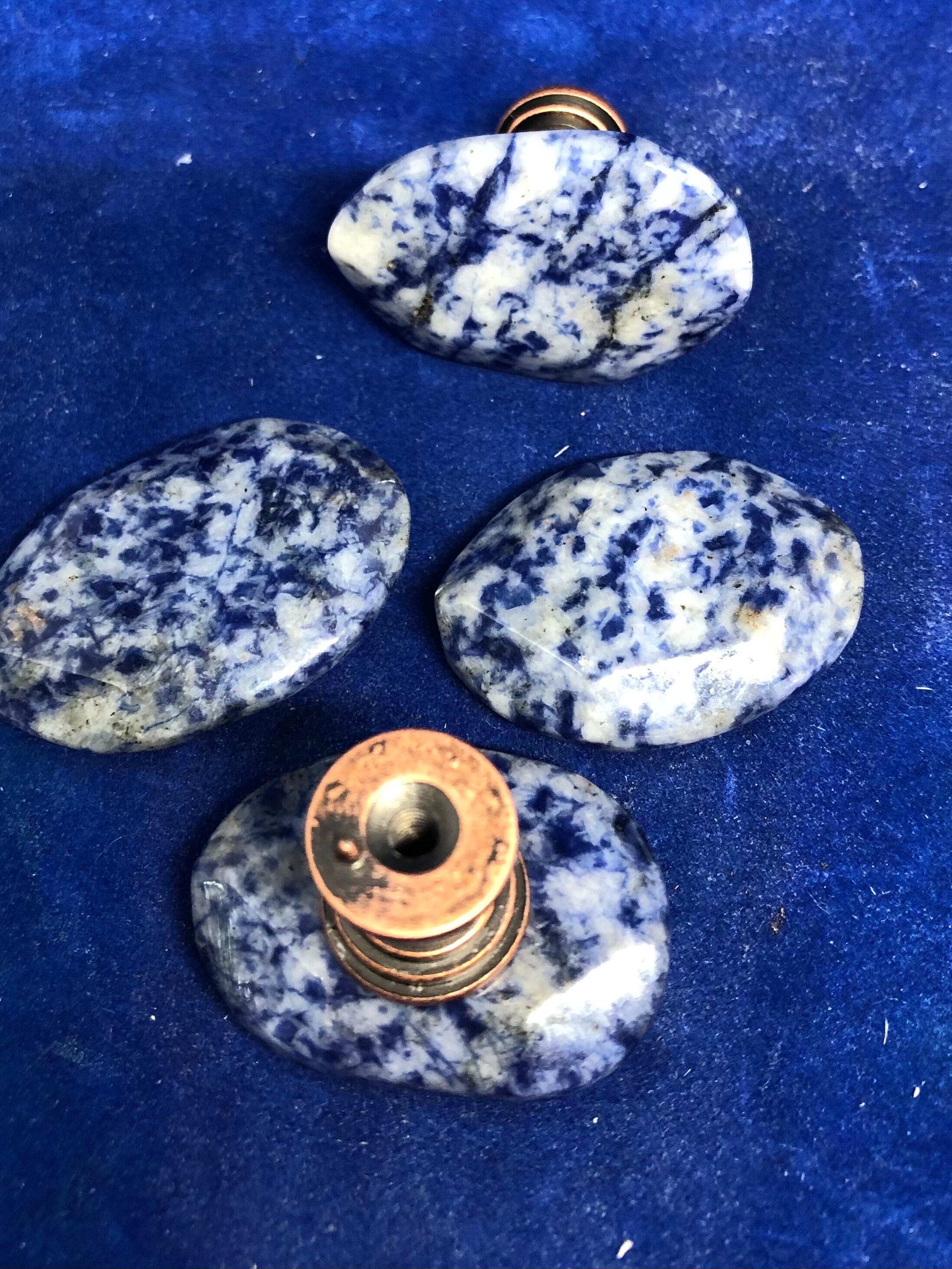 Blue Spotted Jasper knob spot jasper knob polished oval | Etsy