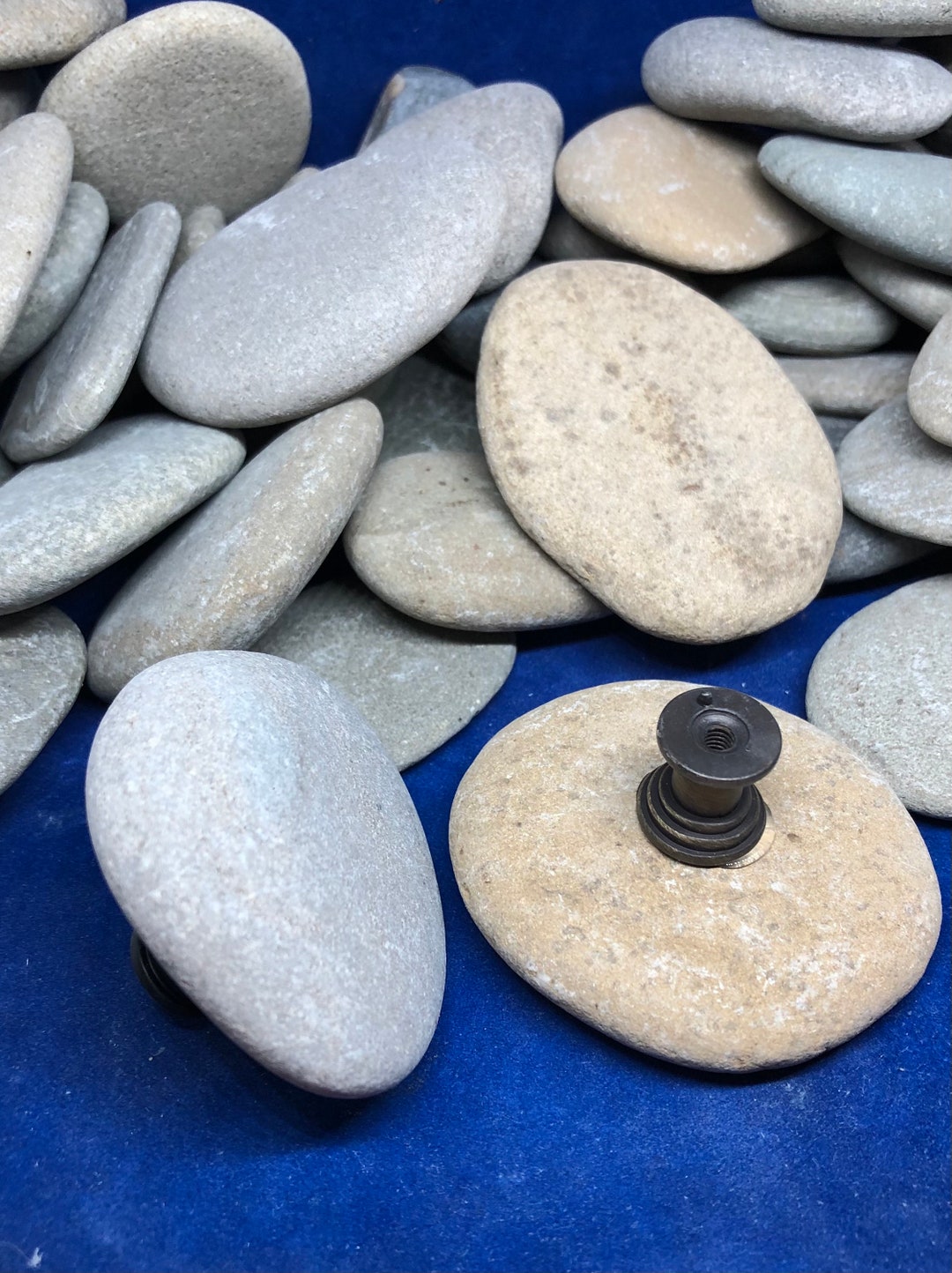 Seashore Stone Knobs: Tumbled Ocean Rock, Beach House Decor - Etsy