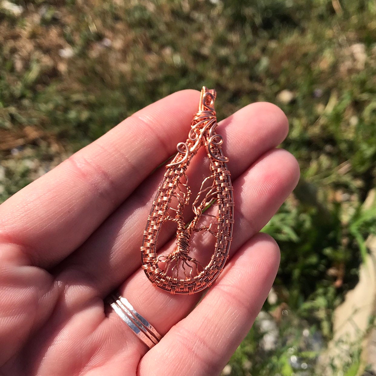 Wire Wrapped Tree Pendant Necklace - Wire Woven Frame - Hand Woven - Etsy