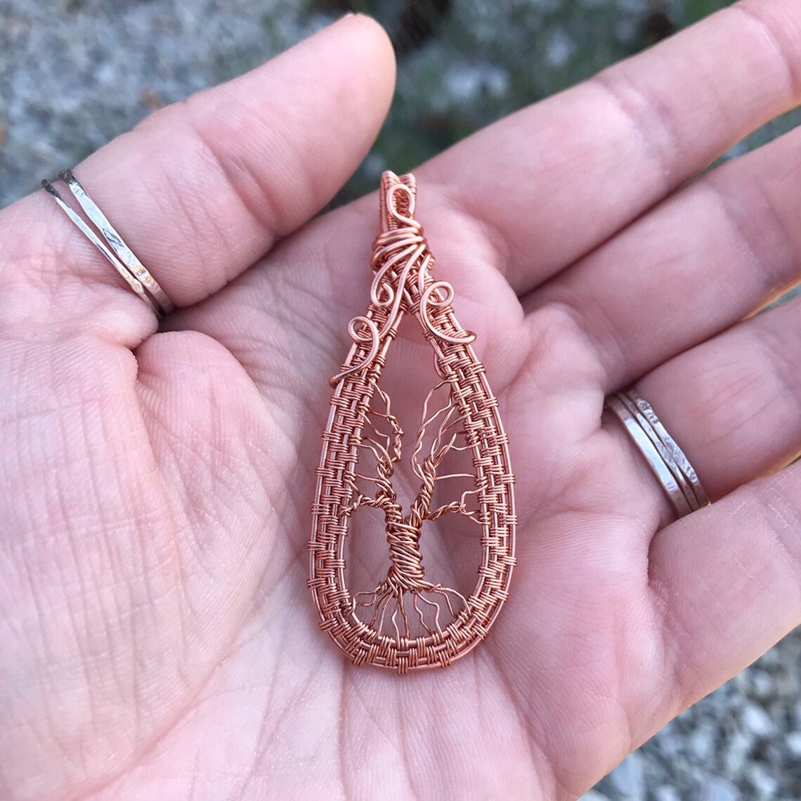 Wire Wrapped Tree Pendant Necklace Wire Woven Frame Hand Woven - Etsy