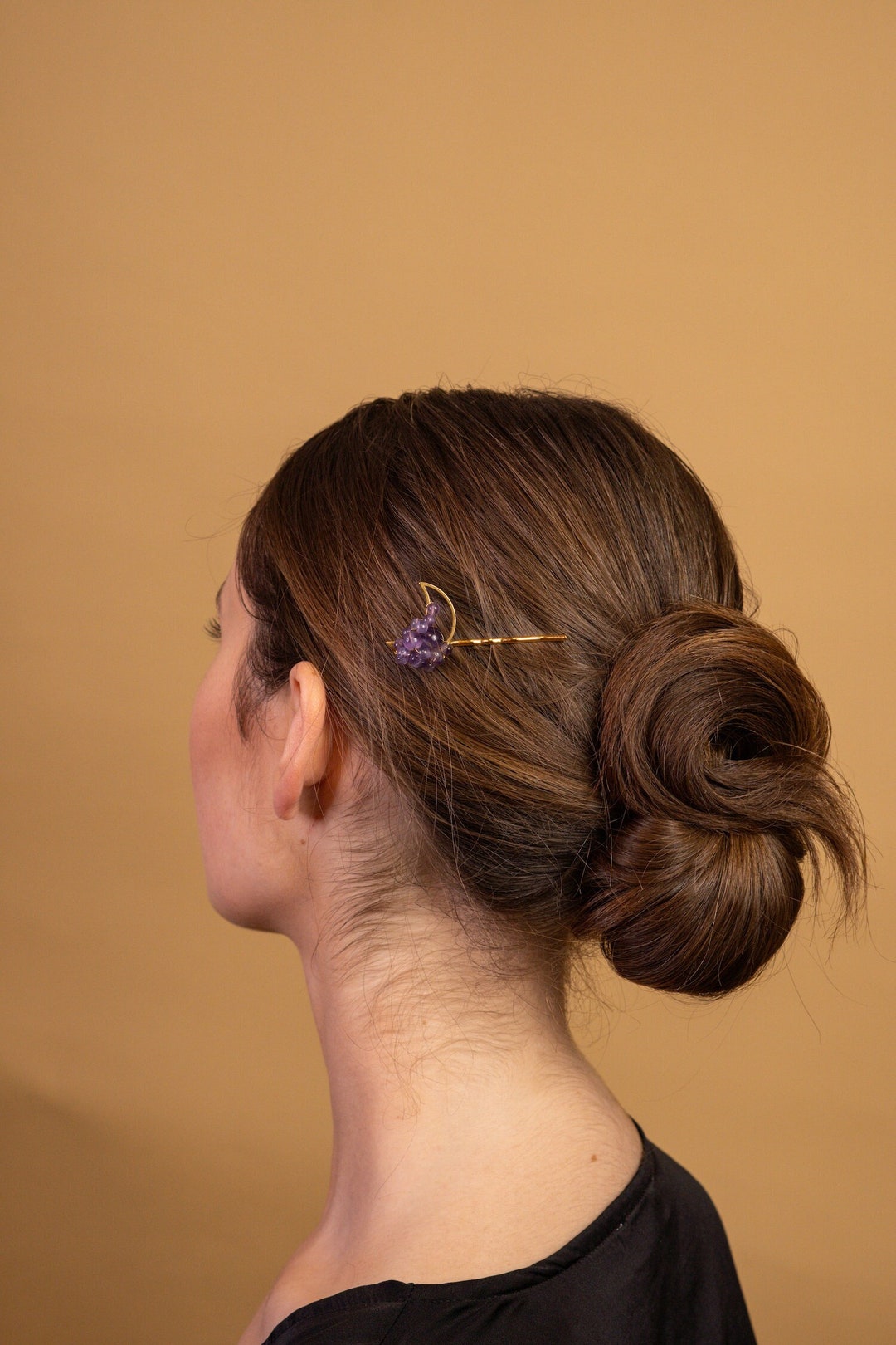 Celestial Crescent Moon Amethyst Hair Pin - Etsy