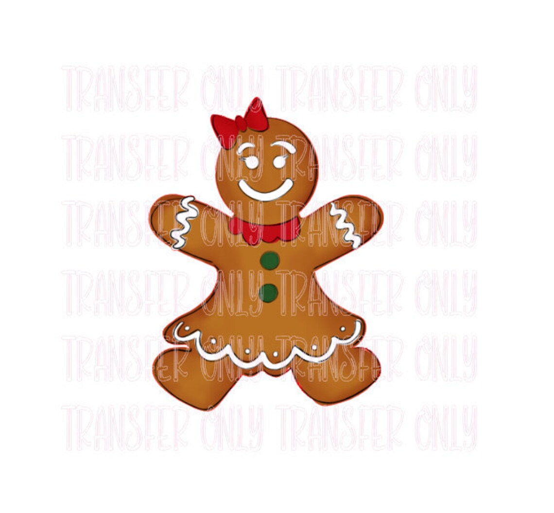 Gingerbread Girl Female Doodle Christmas Design Transfer Hand | Etsy