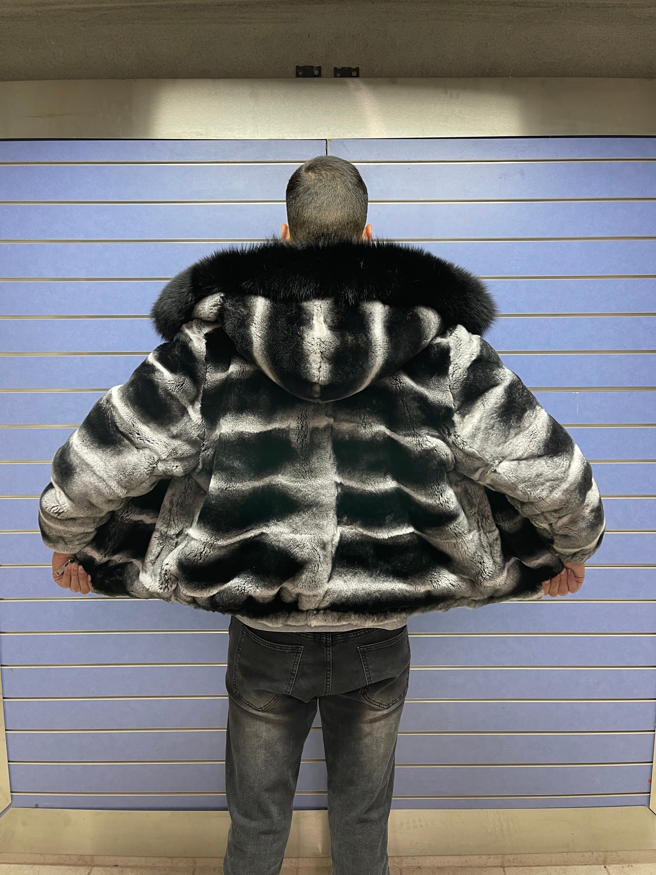 Luxury Rex Rabbit Bomber Jacket Real Rabbit Fur Full Skin Hooded With ...