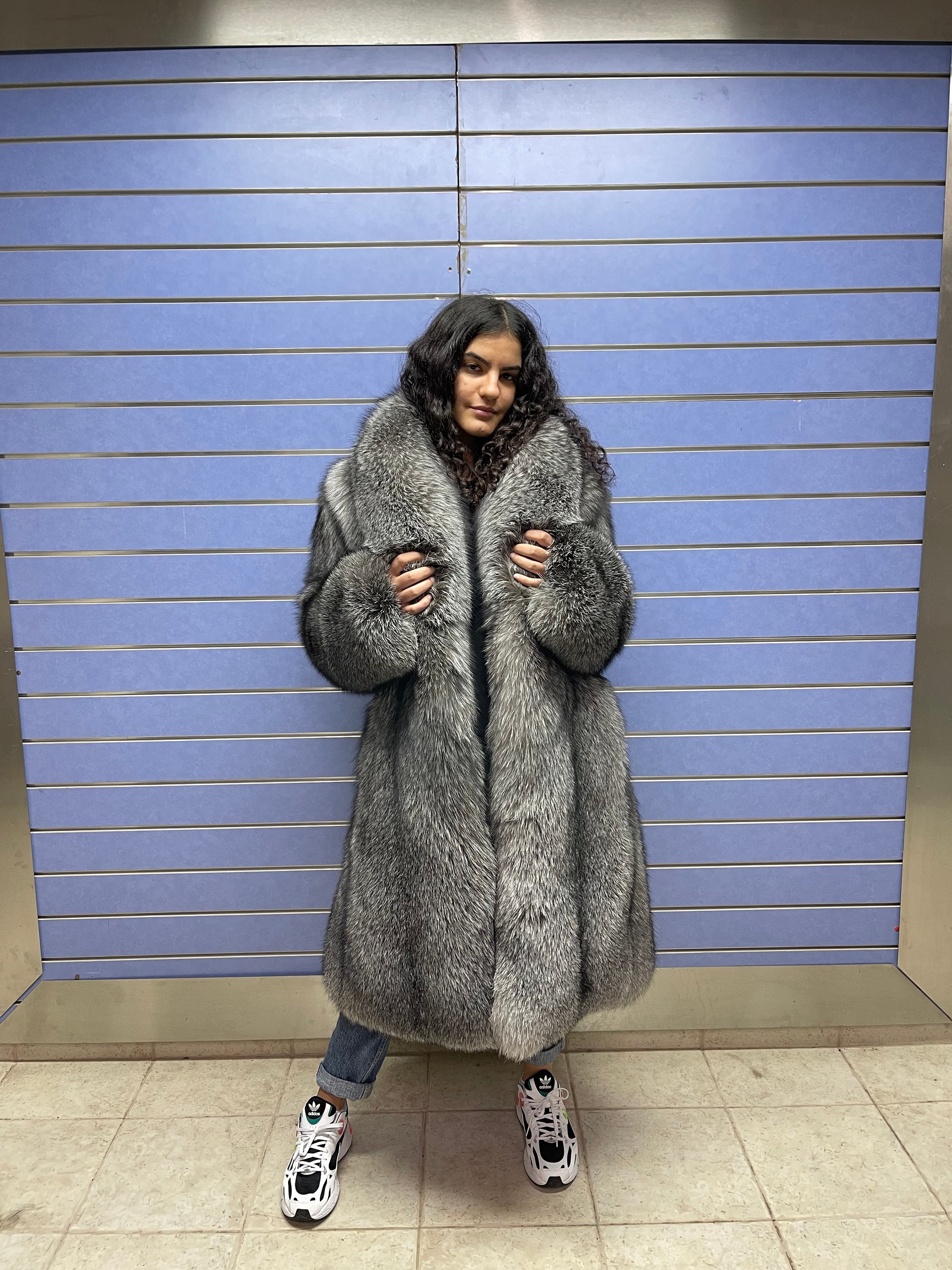Luxury Full Skin Blue Frost Fox Fur Coat Real Fur Long Coat - Etsy