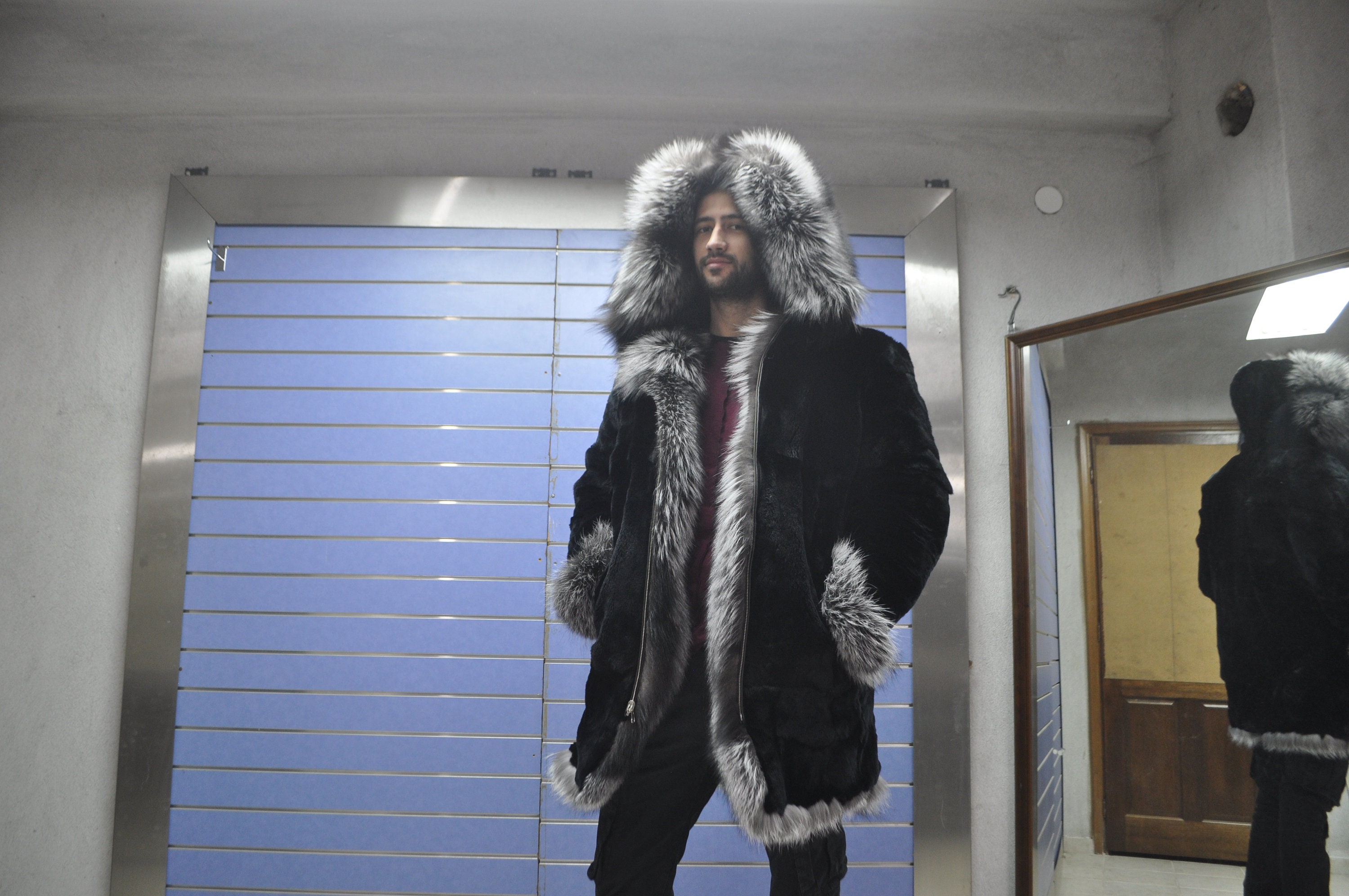 Luxury Full Skin Silver Fox Fur Mens Coat Real DOUBLE Side Rex - Etsy