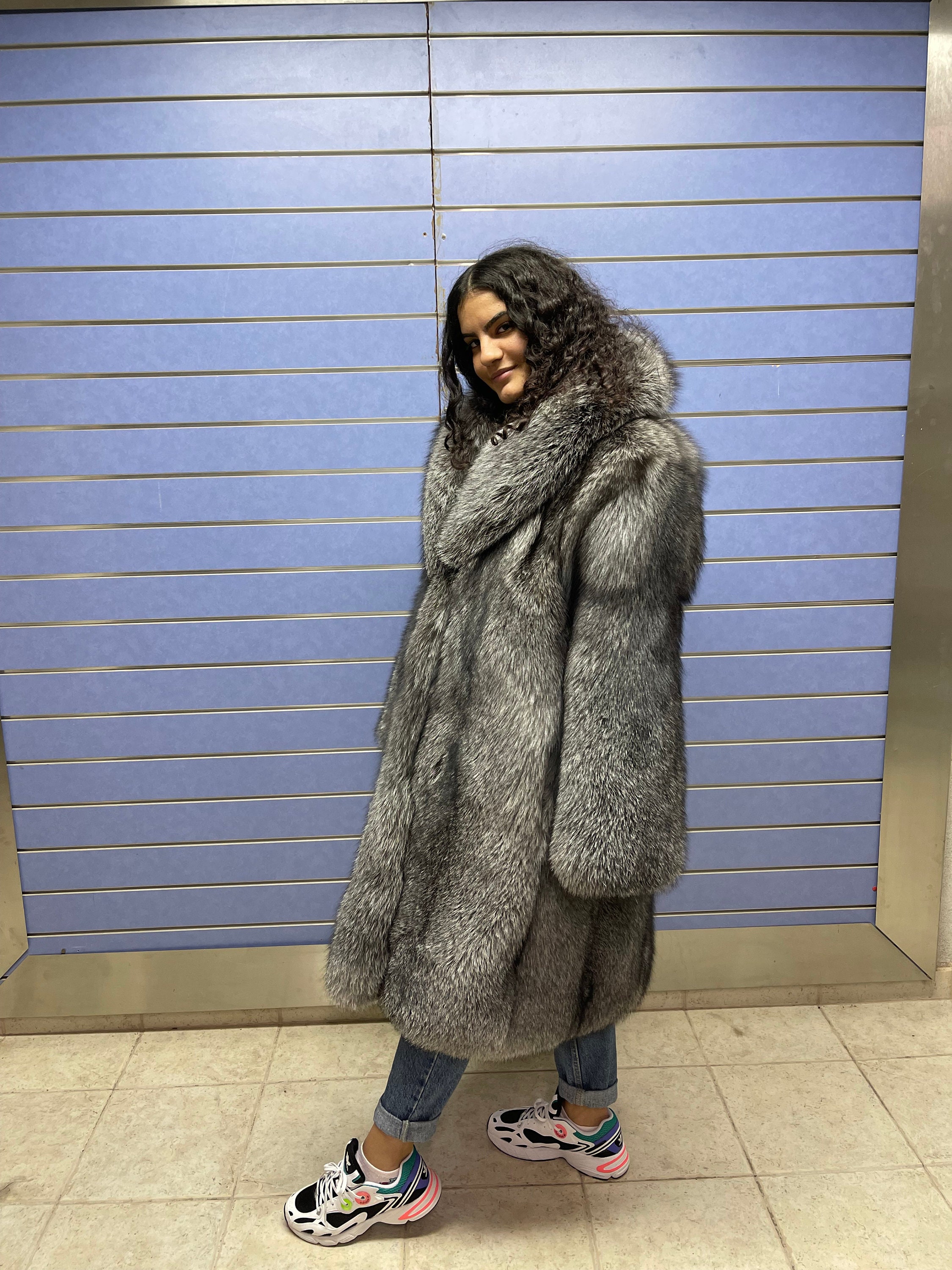 Luxury Full Skin Blue Frost Fox Fur Coat Real Fur Long Coat - Etsy