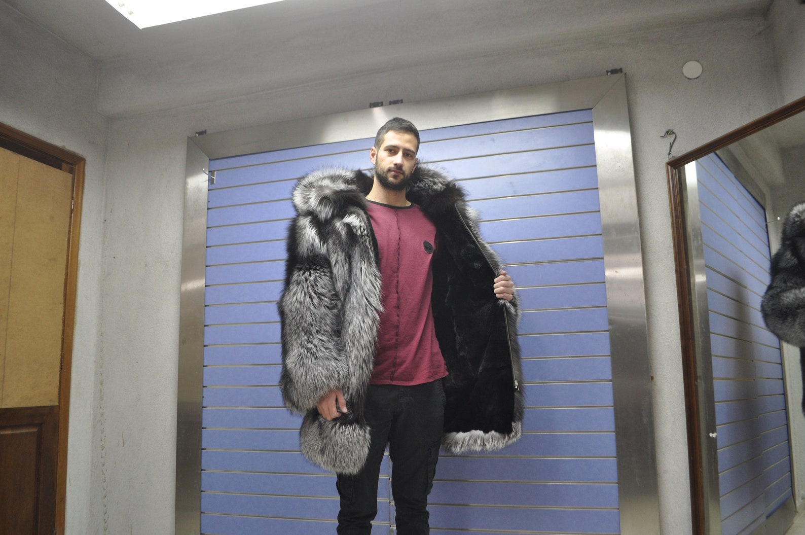 Luxury Full Skin Silver Fox Fur Mens Coat Real DOUBLE Side Rex - Etsy