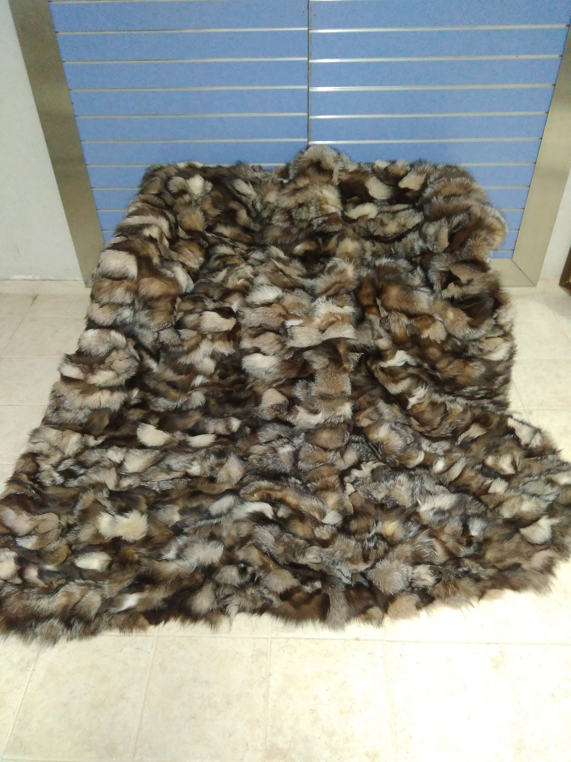 Natural Crystal Fox Fur Throw 100% Real Fox Fur Bedspread / Blanket ...