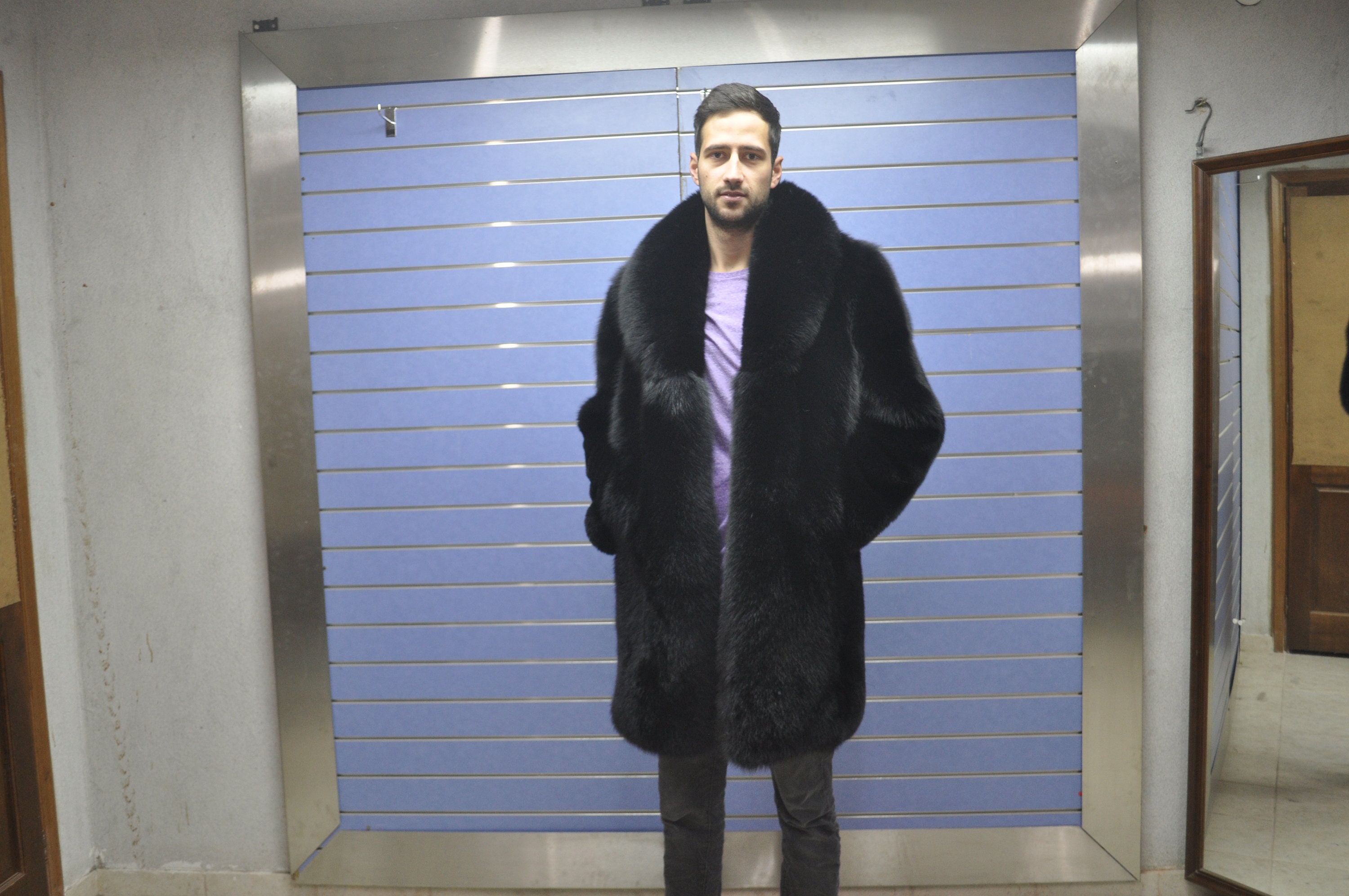 Luxury Full Skin Black Fox Fur Mens Coat Real Fur Black Fox - Etsy