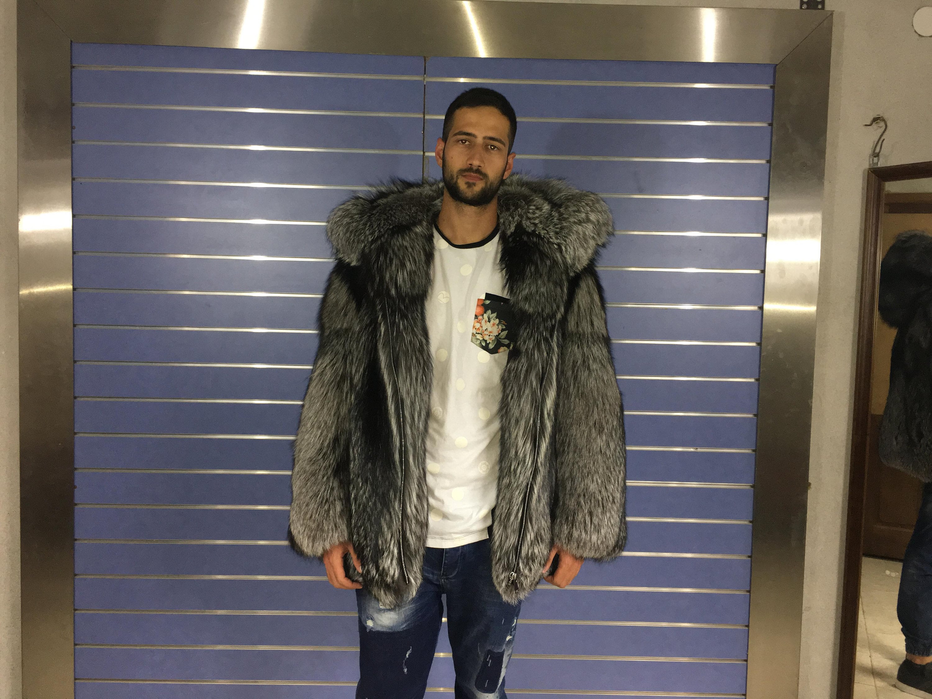 Luxury Full Skin Silver Fox Fur Mens Coat Real Fur Jacket Skin - Etsy