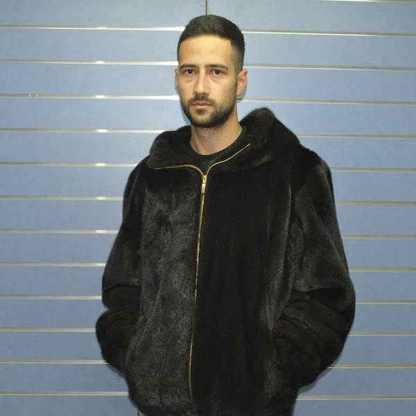 Men Mink Bomber Jacket - Etsy
