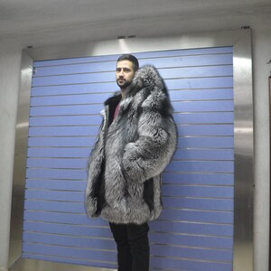 Luxury Full Skin Silver Fox Fur Mens Coat Real DOUBLE Side Rex - Etsy