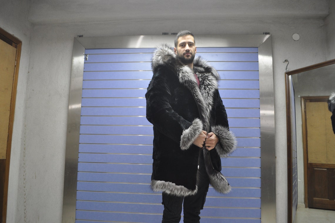Luxury Full Skin Silver Fox Fur Mens Coat Real DOUBLE Side Rex - Etsy