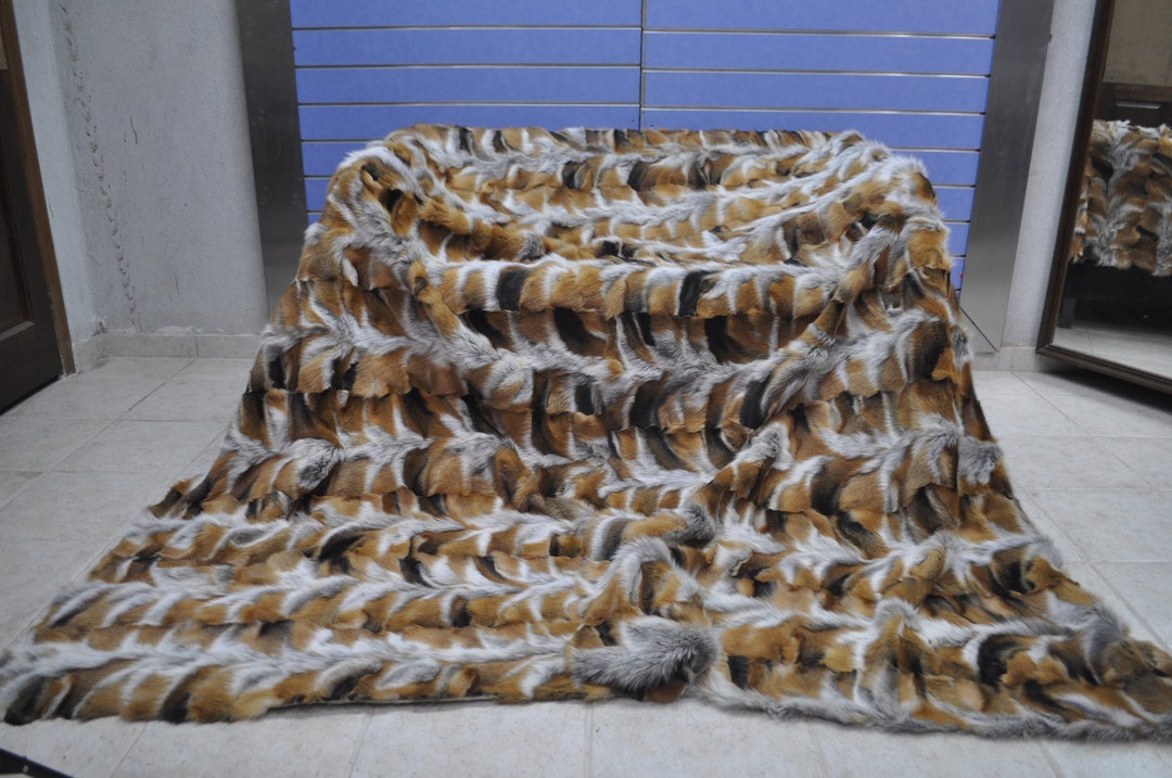 Luxury Red Fox Fur Throw Real Red Fox Fur Blanket / Bedspread Kingsize ...