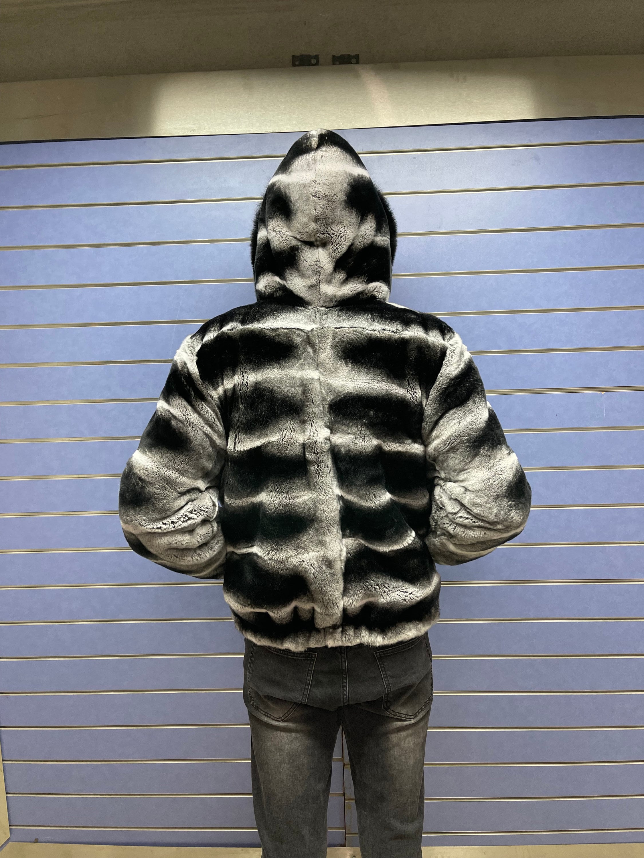 Luxury Rex Rabbit Bomber Jacket Real Rabbit Fur Full Skin Hooded With ...