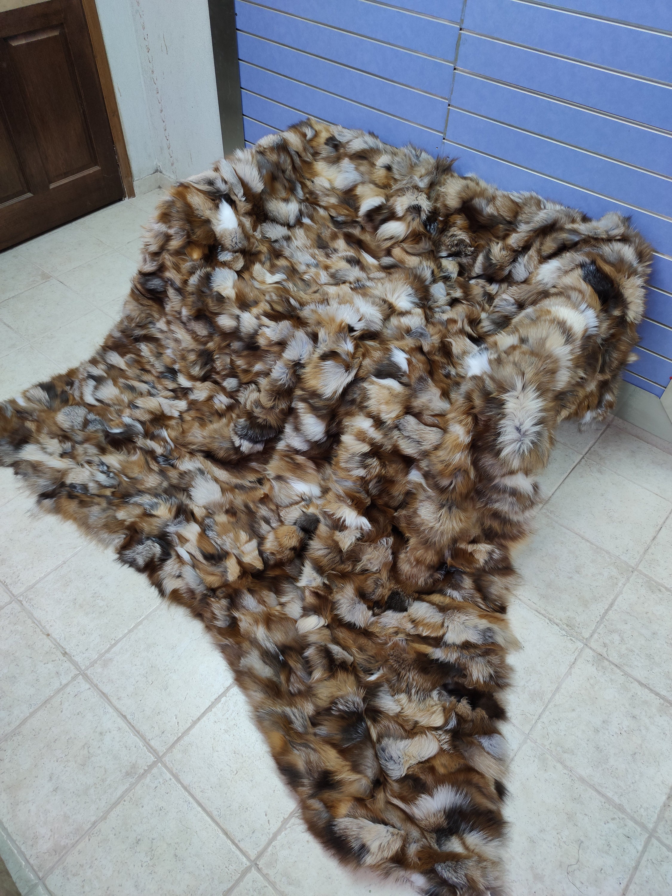 Luxury Red / Gold Fox Fur Throw Real Fox Fur Blanket /bedspread King ...