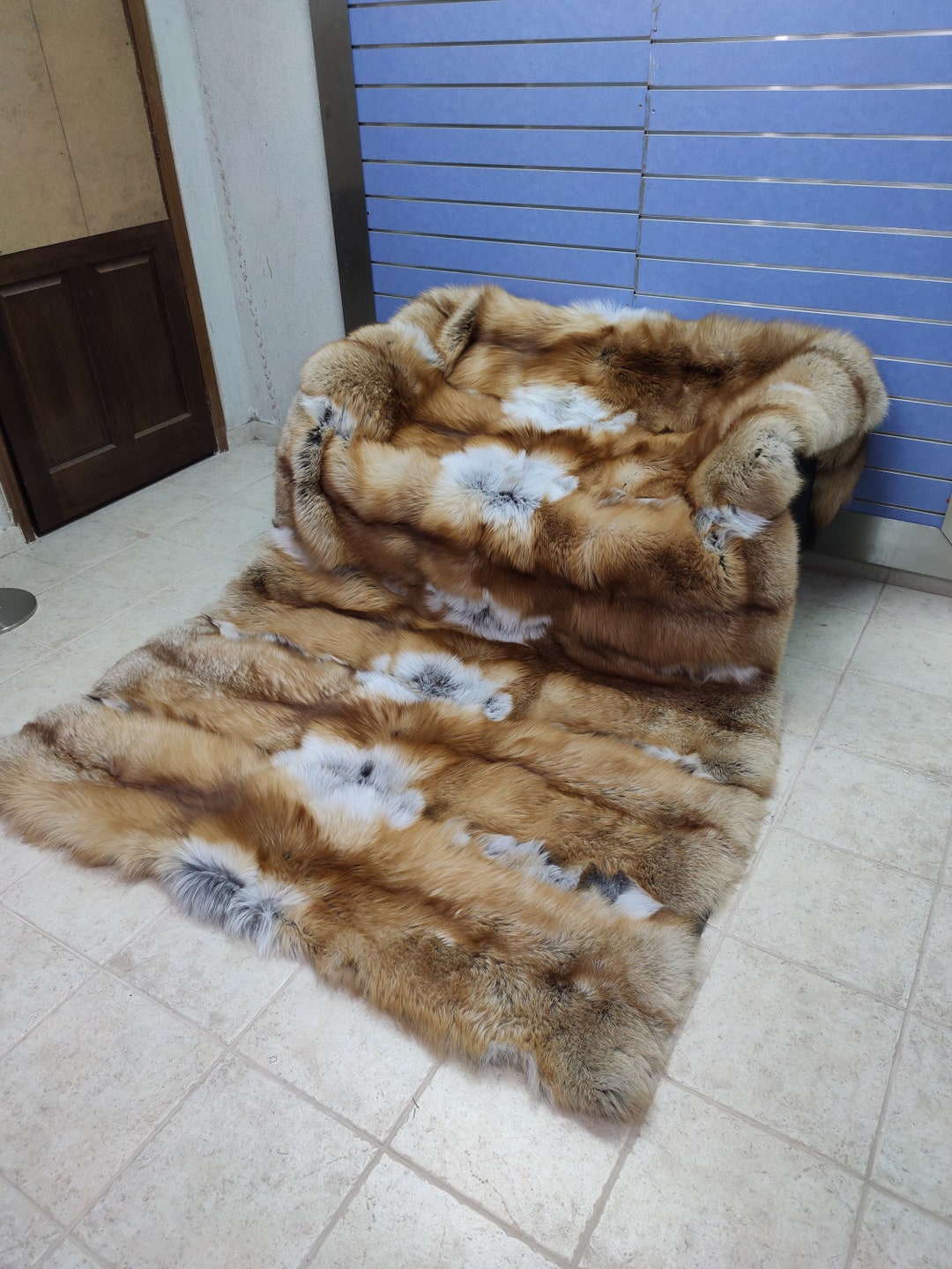 Luxury Red Fox Fur Throw Full Skin Real Fox Fur Blanket / Bedspread Rug ...