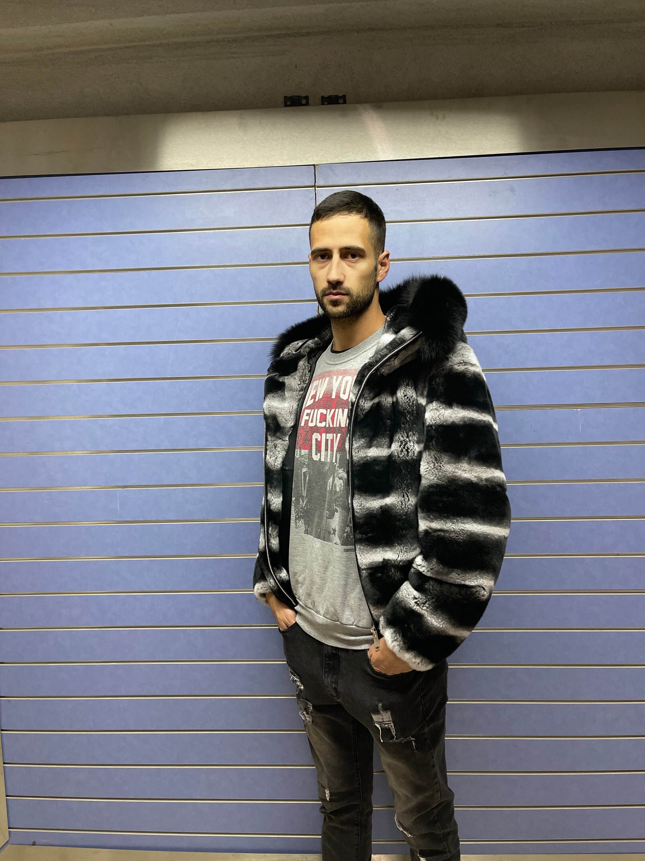 Luxury Rex Rabbit Bomber Jacket Real Rabbit Fur Full Skin Hooded With ...