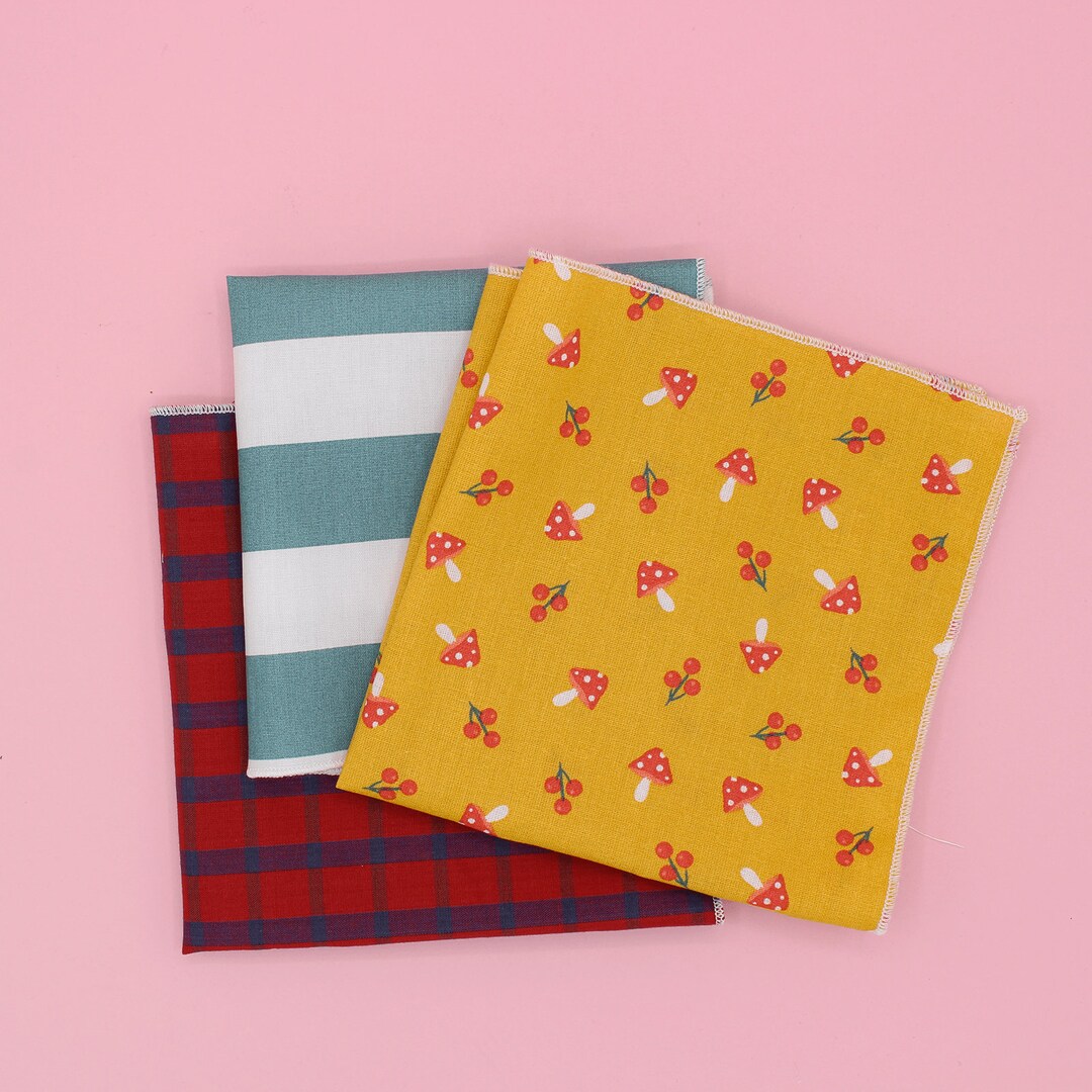 Red Mushroom Pattern Fabric Handkerchiefs X3 - Etsy