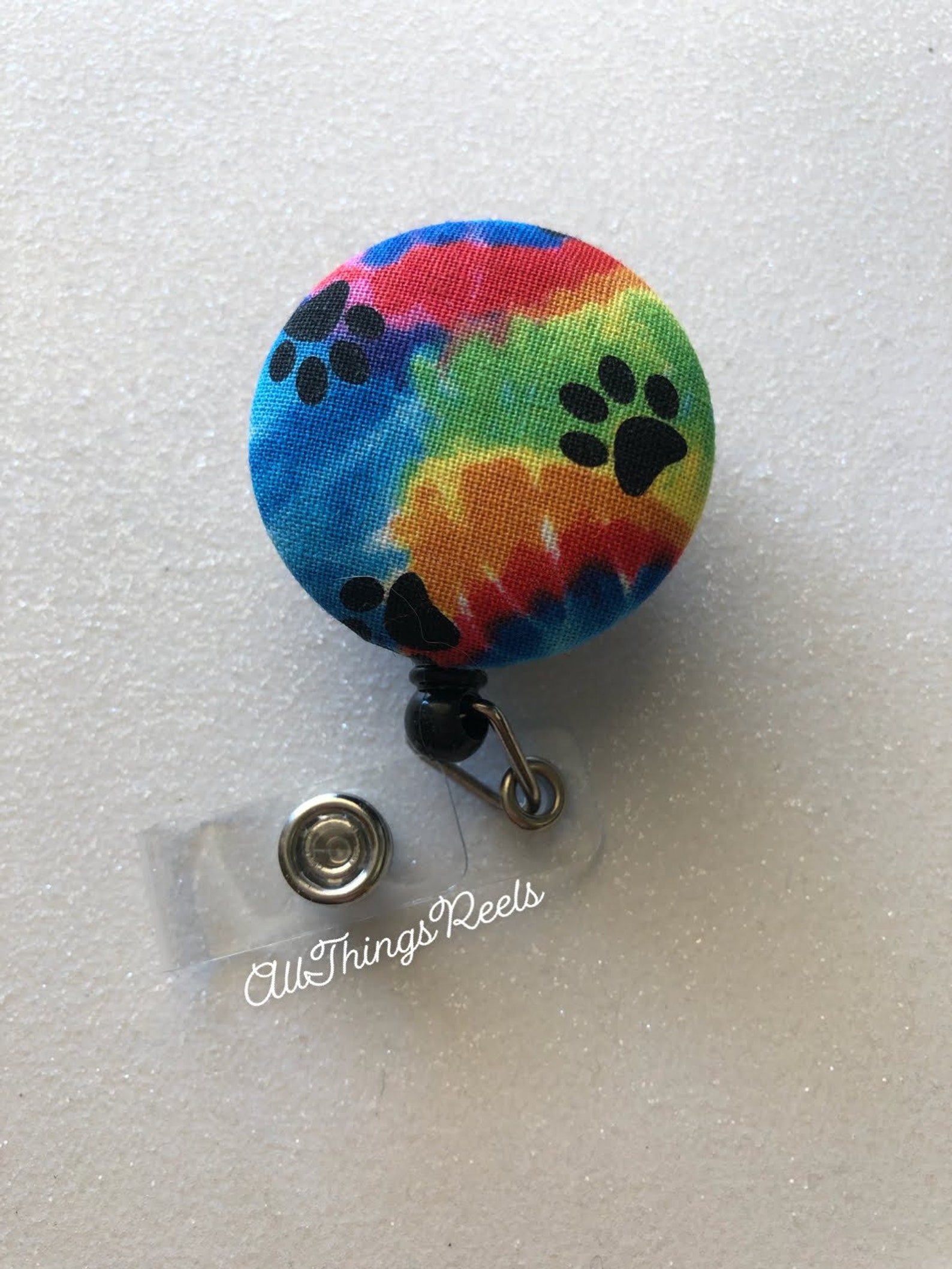 Tie dye Paw Print Badge Reel Etsy tie-dye-paw-print-badge-reel-etsy