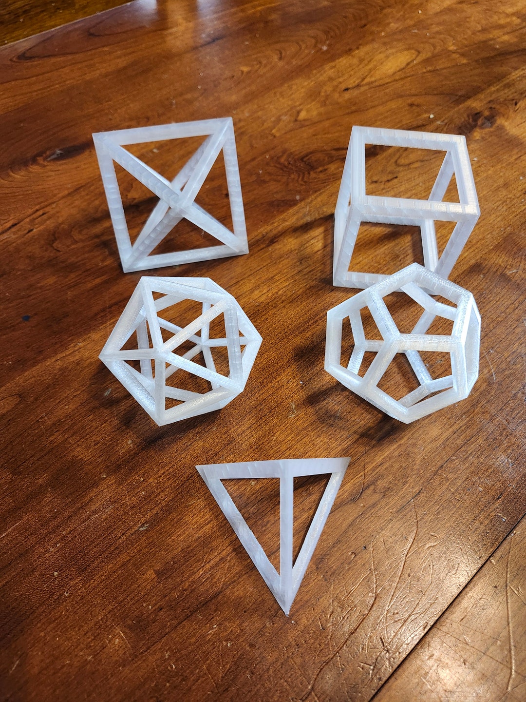 Small 3D Printed Open Platonic Solids - Tetrahedron, Cube, Dodecahedron ...
