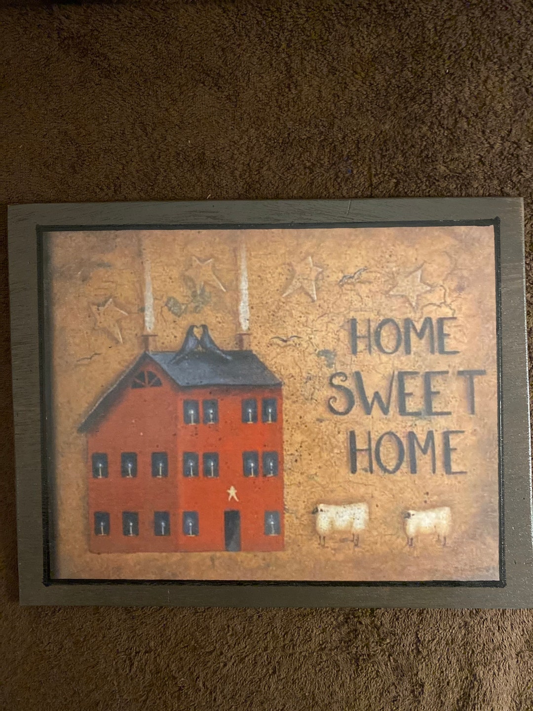 Primitive Folk Art- Vintage Print on Wood 10” X 12” - Etsy