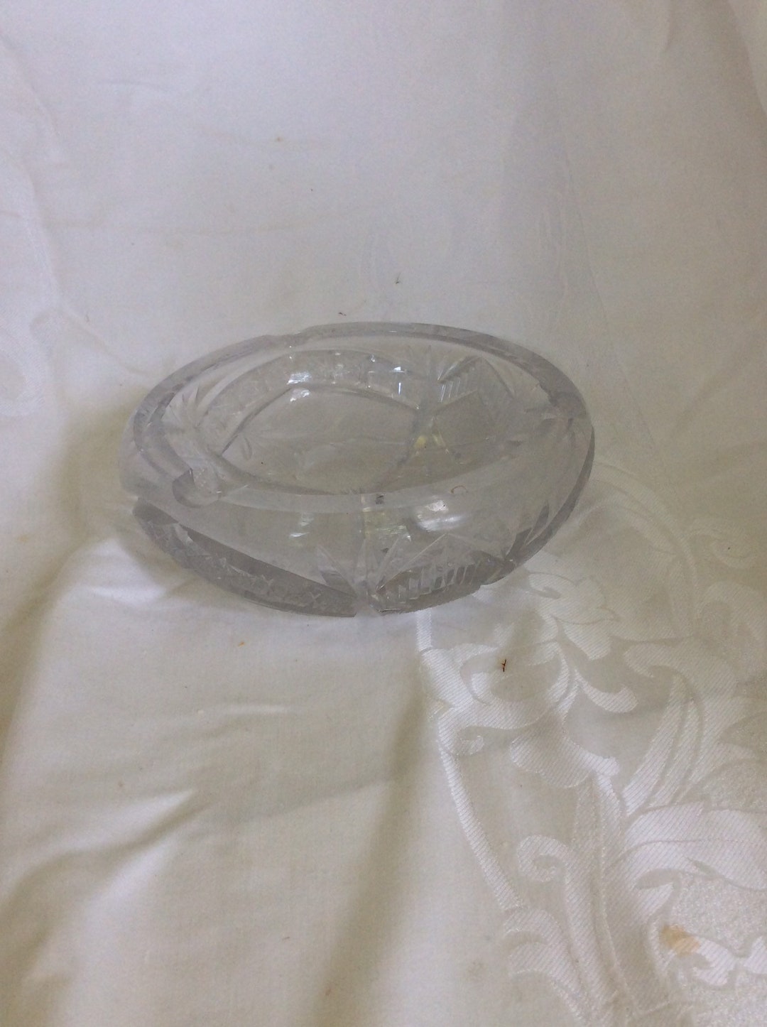 Heavy Crystal Cut Glass Ash Tray - Etsy