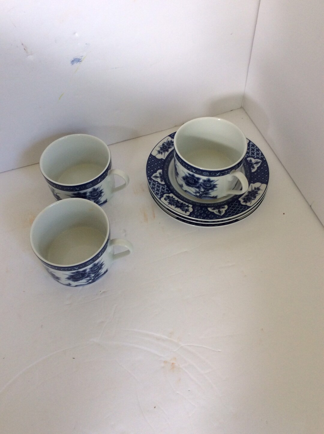 Amari Blue on White Cup and Saucers, One Set 1 Cup and 1 Saucer - Etsy