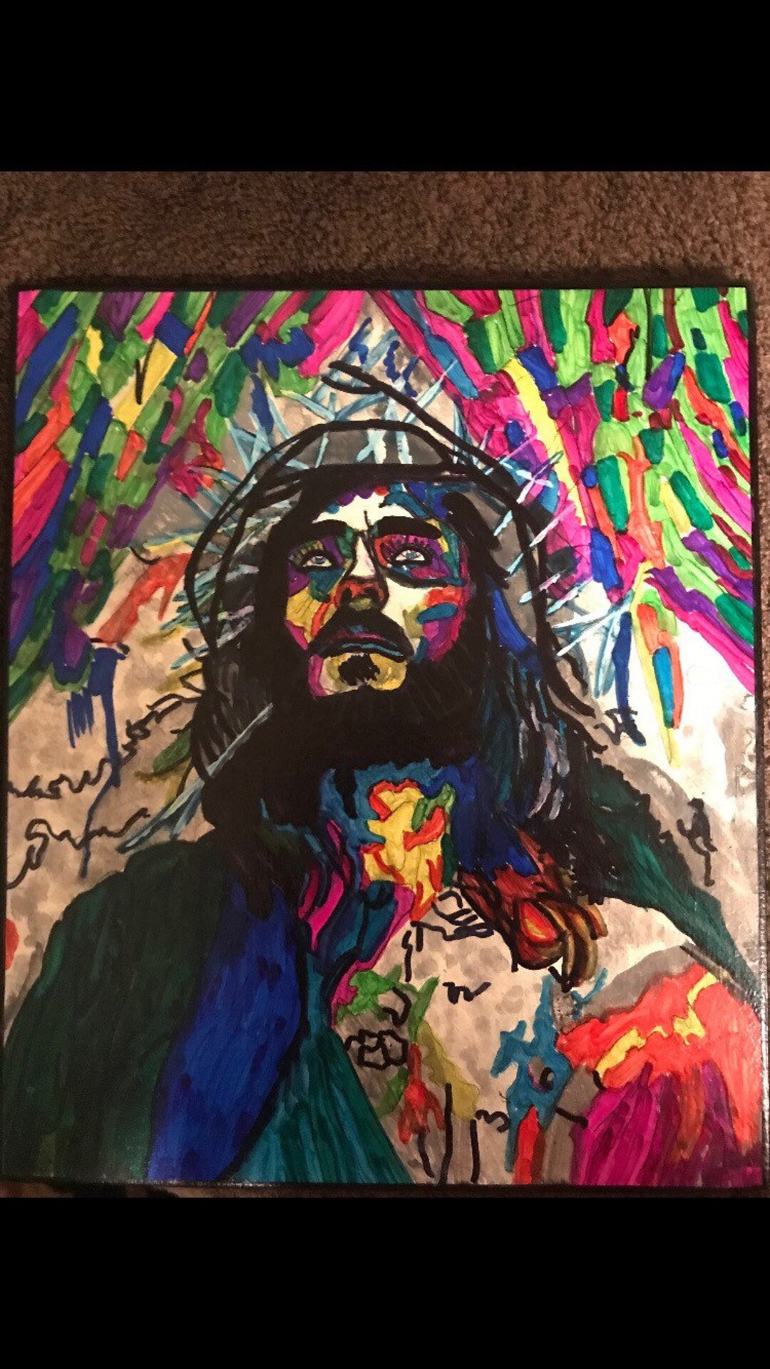 Jesus Ink Painting- Ink on Wood - Etsy
