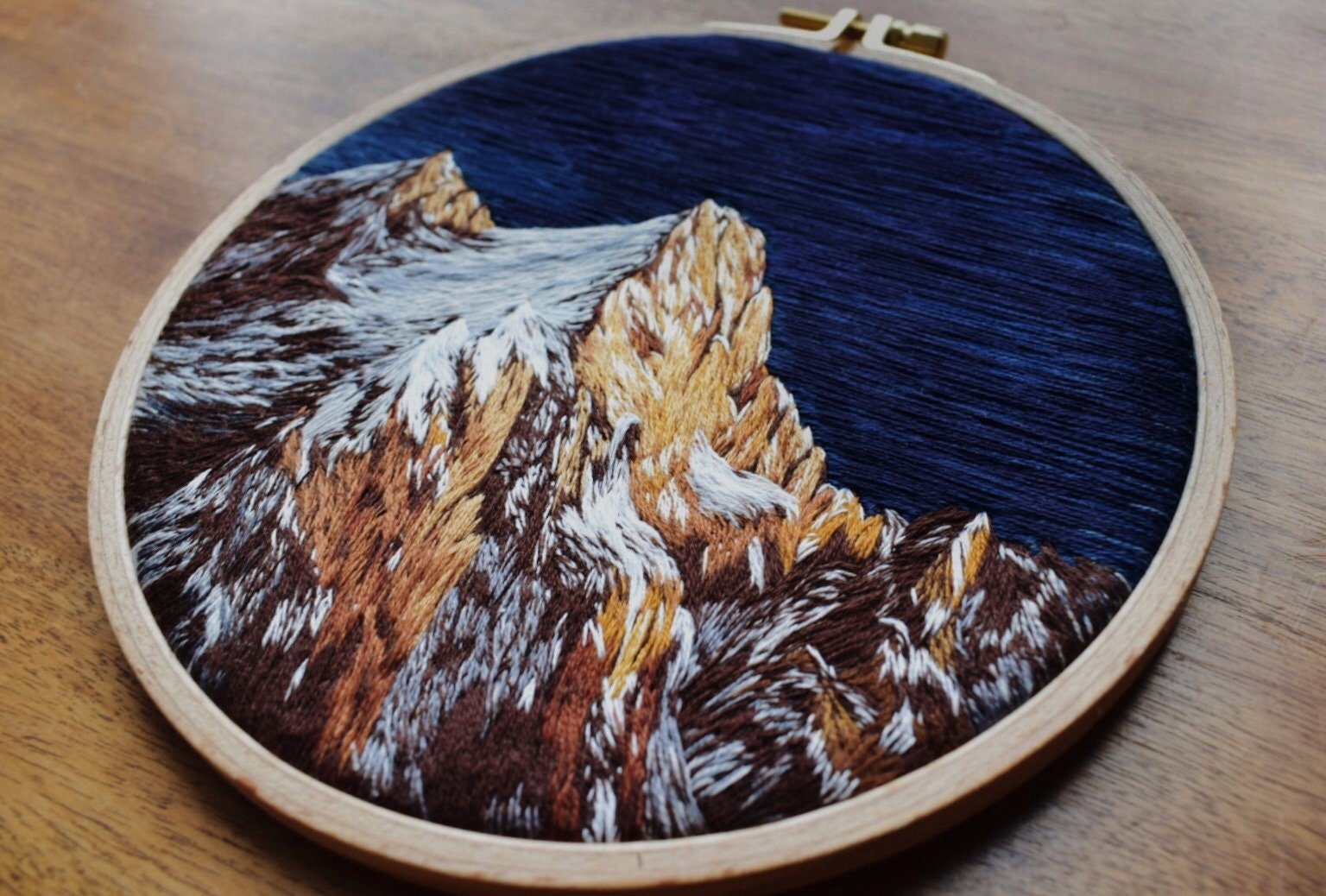Modern Embroidery Panel With Mountain View, Landscape Embroidery Hoop ...