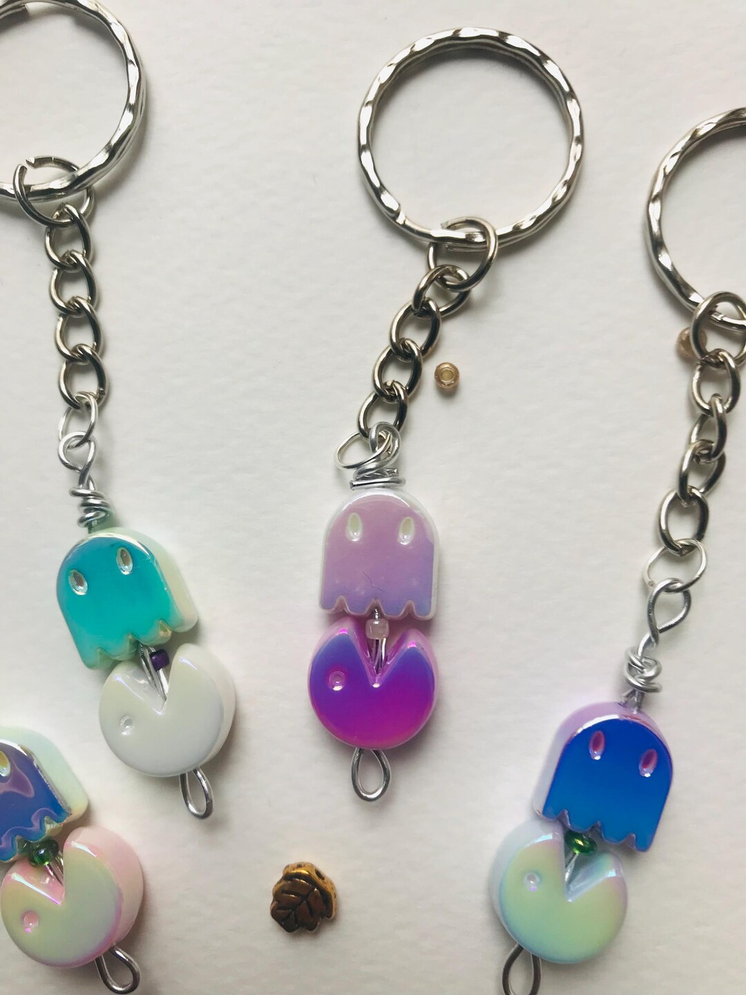 Pac Man and Ghost Keyring, Retro Gaming Keychain - Etsy