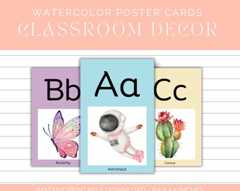 Ocean Alphabet Poster Cards, Classroom Decor, Aesthetic Teacher Decor ...