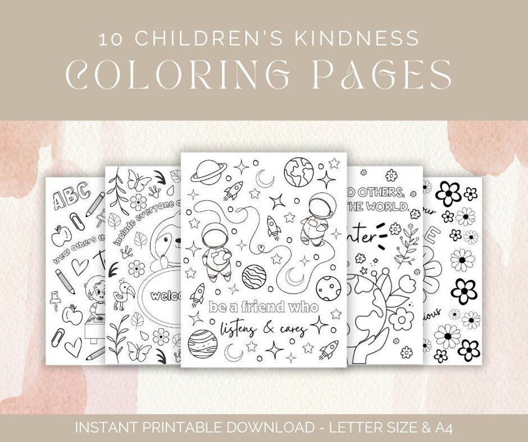 Kindness Coloring Pages for Kids, Children's Motivational Quotes ...