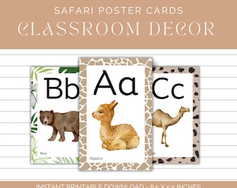 Watercolor Alphabet Poster Cards, Classroom Decor, Aesthetic Teacher ...