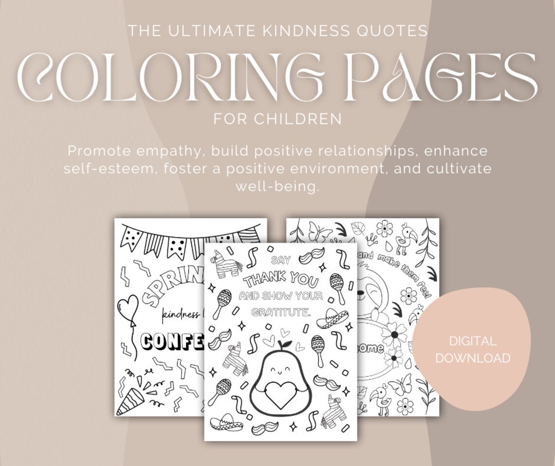 Kindness Coloring Pages for Kids, Children's Motivational Quotes ...