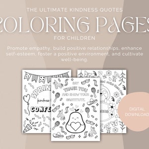 Kindness Coloring Pages for Kids, Children's Motivational Quotes ...