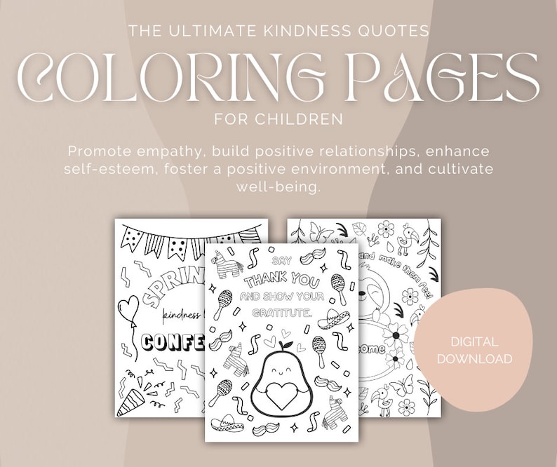 Kindness Coloring Pages for Kids, Children's Motivational Quotes ...
